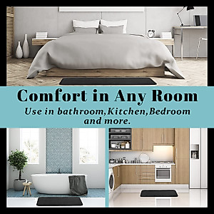 SONORO KATE Rugs, Ultra Absorbent & Non-Slip Memory Foam Bath Rugs, Machine Washable, Soft Velvet Bath Mats，Easier to Dry for Bathroom Floor (17"×24", Black)