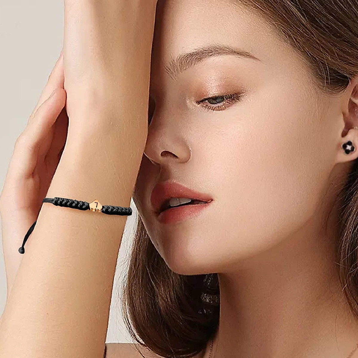 Black Initial Bracelet Initial C Charm Letter Bracelets for Women Men Teen Girls Handmade Rope Braided Initial Bracelets Heart Letter Woven Bracelet Graduation Mothers Day Gifts for Mom(C)