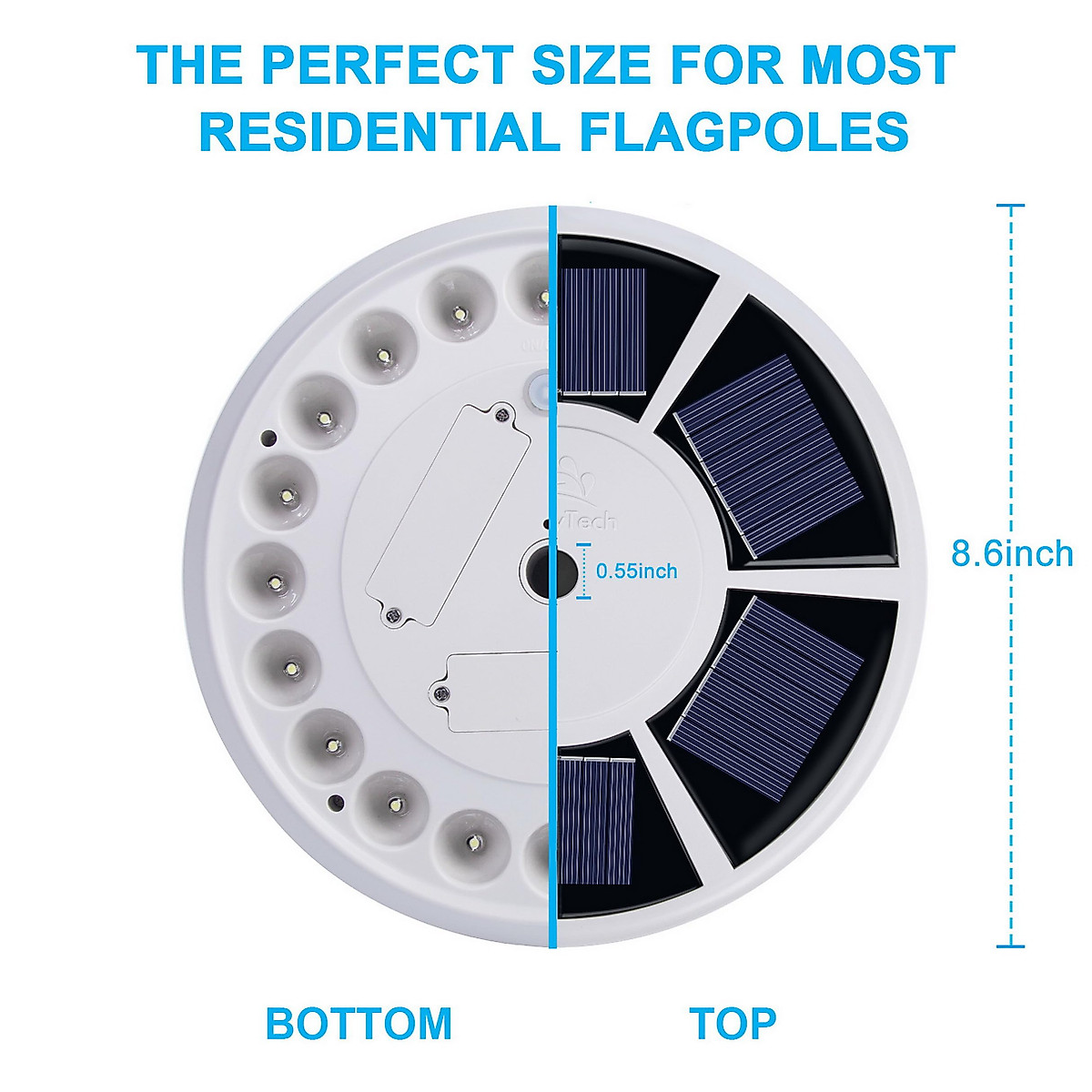 Sunnytech Solar Power Flag Pole Flagpole Light Auto Active Green Energy Factory Direct Supply