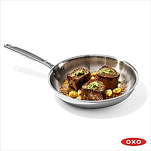 OXO Good Grips Pro Tri Ply Stainless Steel Dishwasher Safe Nonstick Frying Pan, 8"