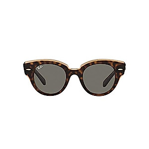 Ray-Ban Women's RB2192 Roundabout Round Sunglasses, Havana On Transparent Brown/Dark Grey, 47 mm