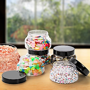 Yarlung 24 Pack 5 Oz Plastic Jars with Lids, Clear Body Scrub Jars Empty Refillable Containers Round Low Profile Samples Jars for Lotion, Body Butter, Sugar Scrub, Cream