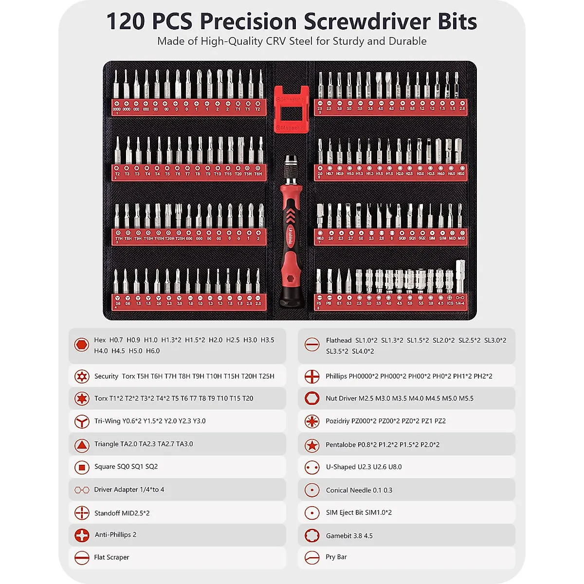 Precision Screwdriver Set, Computer Repair Tool Kit, 146 PCS Laptop Screwdriver Kit with 123 Bits, Magnetic Mat, Magnetizer, for iPhone, MacBook, PC, Tablet, PS5, Xbox, Switch, Game Console