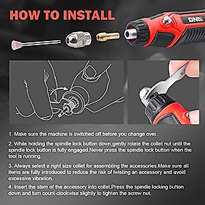 ‎DNA MOTORING TOOLS-00221 Power Rotary Tool Kit, 3.7V Cordless Mini Grinder Multi-Tool Set for Drilling Grinding Polishing Engraving and Cutting,Red
