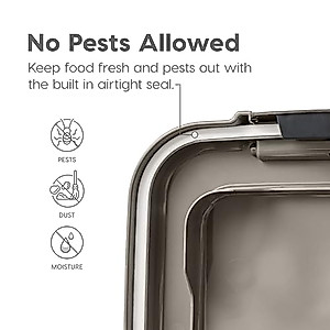 IRIS USA Dog Food Storage Container, 30 lbs & 11 lbs Combo, Cat Food Storage Container, Dog Treat Container, Airtight, Stackable, 2-Cup Scoop, Wheels, Easy Mobility, Chrome