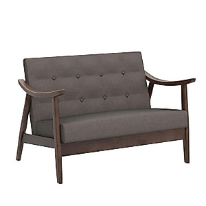 Christopher Knight Home Buda Mid-Century Modern Settee, Dark Gray, Brown
