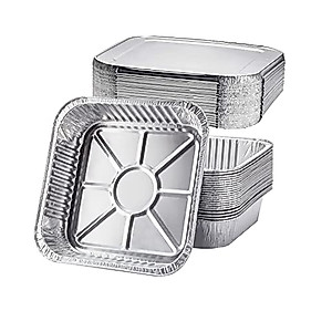 ZALAXY 8" Square Disposable Aluminum Cake Pans with Lids, Foil Pans Food Containers Perfect for Baking Cakes, Cooking, Roasting, Homemade breads (20 Pack)