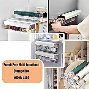 FETNHU Punch-Free Multi-functional Storage Box, 2023 New Hanging Plastic Drawer Storage Boxes With Lids, Clear Wall Mounted Drawer Organizer for Underwear/Socks/Seasoning/Ties/Storage Box (3pcs)