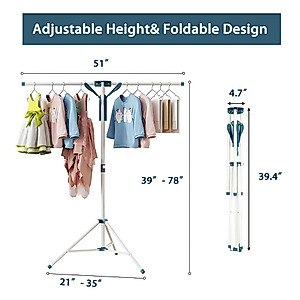 MLHpeak Tripod Clothes Drying Rack Folding Indoor, Portable Drying Rack Clothing and Height-Adjustable, Space Saving Laundry Drying Rack