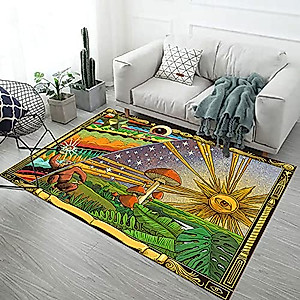 LGGQQW Trippy Mushrooms Area Rug Vertical Hippie Rug Psychedelic Carpet for Bedroom Living Room Dorm Multicolor 32*47inch