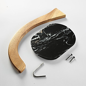 everous Banana Hanger Marble Base,Modern Banana Holder Tree Stand with Hook for Home or Bar (Black)