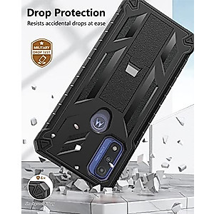 for Motorola Moto G Pure Case: Military Drop Proof Protection Rugged Protective Heavy Duty Shockproof TPU Grade Matte Textured Bumper Design Armor Phone Cover with Kickstand - Black