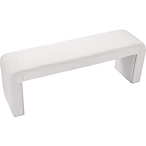 Meridian Furniture Minimalist Collection Modern | Contemporary Velvet Upholstered Bench, 53" W x 14.75" D x 18.25" H, Cream