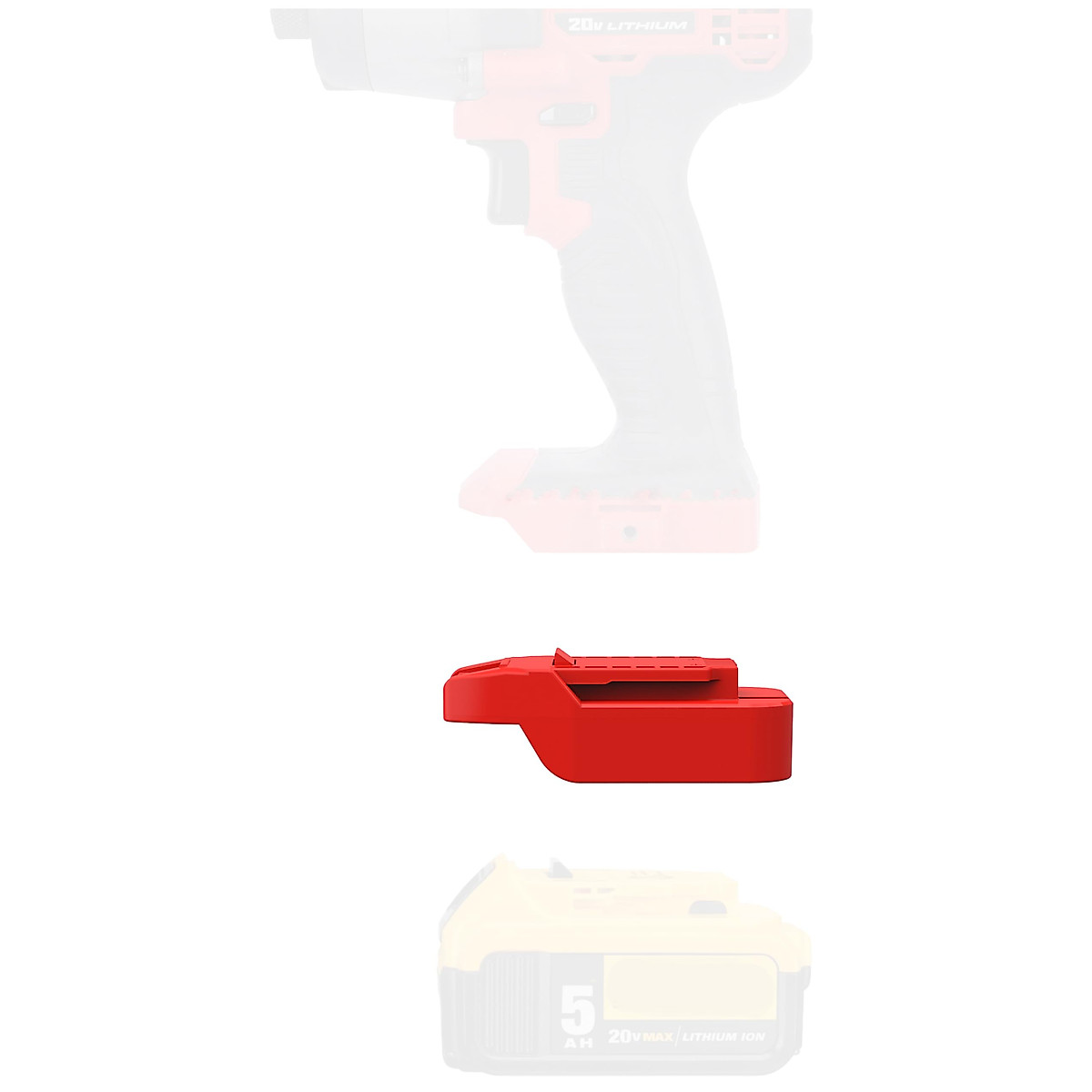 LQ-18RY Adapter Fits Bauer 20v Cordless Tools for DeWalt 20v MAX XR Slider Lithium Batteries-Adapter Only, Red
