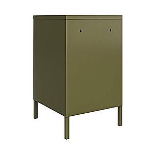 REALROOMS Shadwick 1 Door Metal Locker Style Livingroom End Table, Olive Green