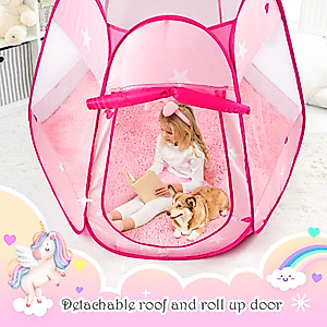 Princess Castle Girls Play Tent with Rug Pop Up Play Tent for Toddlers Kids DISHIO Playhouse Toys for 1 Year Old Birthday Gift Fairy for Girls with Lights Indoor Outdoor Kids with Mat