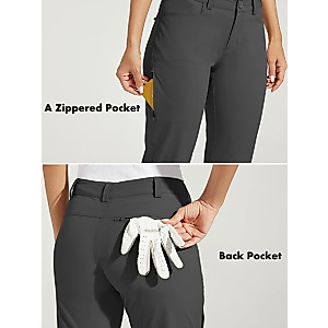 Willit Women's Golf Pants Stretch Hiking Pants Quick Dry Lightweight Outdoor Casual Pants with Pockets Water Resistant Deep Gray 12