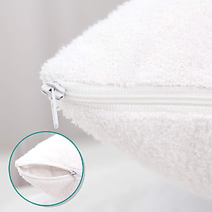 Toddler Pillowcase Protector 2 Pack, Waterproof Pillowcase Cover, Viscose Made from Bamboo Travel Pillow Case Cover with Zipper, Fit Toddler Pillow 13"x18" or 14"x19" for Boys Girls, White