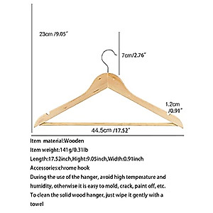 Gerneric 20 Pack Set Wooden Hangers Semi Contoured Hanger Solid Wood Coat Hangers with Stylish Chrome Hooks - Heavy-Duty Clothes, Jacket, Shirt, Pants, Suit Curved Hangers Brown