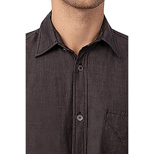 Chef Works Men's Detroit Short Sleeve Denim Shirt, Black, Small