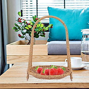 LIFKOME Fruit Tray Small Baskets for Organizing Rattan Storage Basket Vegetable Handwoven Basket Food Serving Woven Baskets Cake Display Plate Rattan Imitation Rattan Seaweed Bread Basket