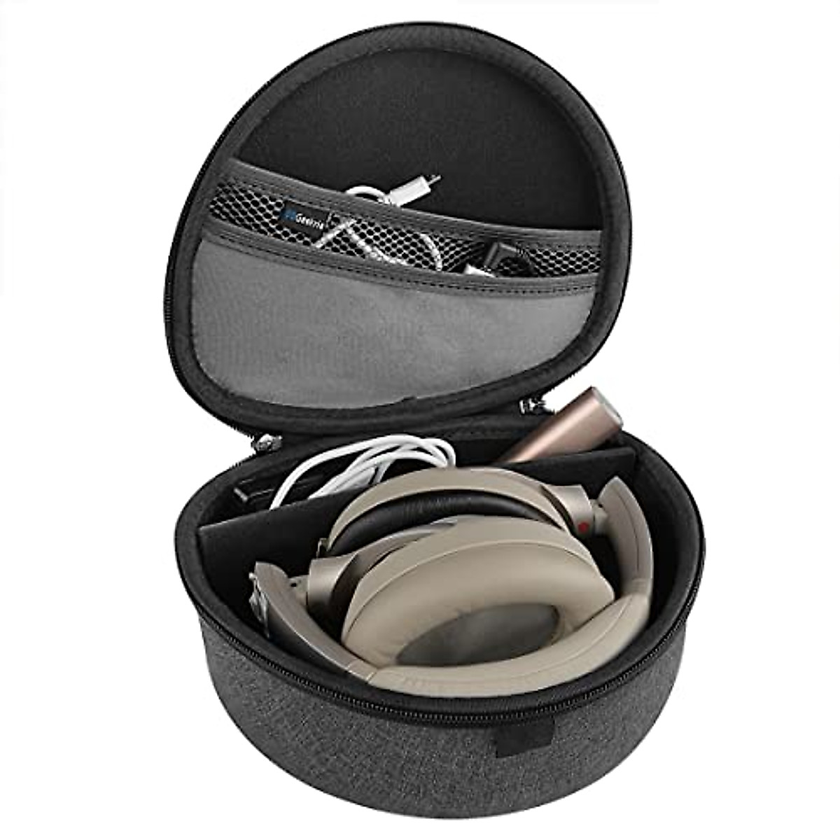 Geekria Shield Case Compatible with Sony WH-H900N, WH-H910N, WH-XB900N, WH-1000XM4, WH-1000XM3 Headphones, Replacement Protective Hard Shell Travel Carrying Bag with Cable Storage (Dark Grey)