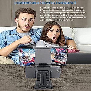 LCOOL 12 inch Screen Magnifier for Smartphone– 3D HD Phone Screen Amplifier with Foldable Phone Stand Adjustable Angle, Compatible with All Smartphones(Black), 10 x 6.4 x 0.86 inch (P20)