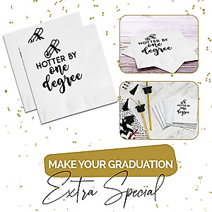 One Degree Hotter - Hotter By One Degree Set of 50 Thick 3 Ply Graduation Napkins, Perfect Graduation Party Favors, 2023 Graduation Decor, Grad Party, or Graduation Party Favors for Guests