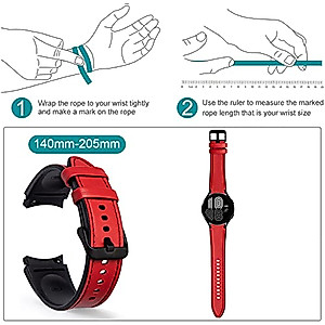 VQ PU Leather Bands Compatible for Samsung Galaxy Watch 4 Band 40mm 44mm,20mm Adjustable Sport Replacement Watch Band Straps Red