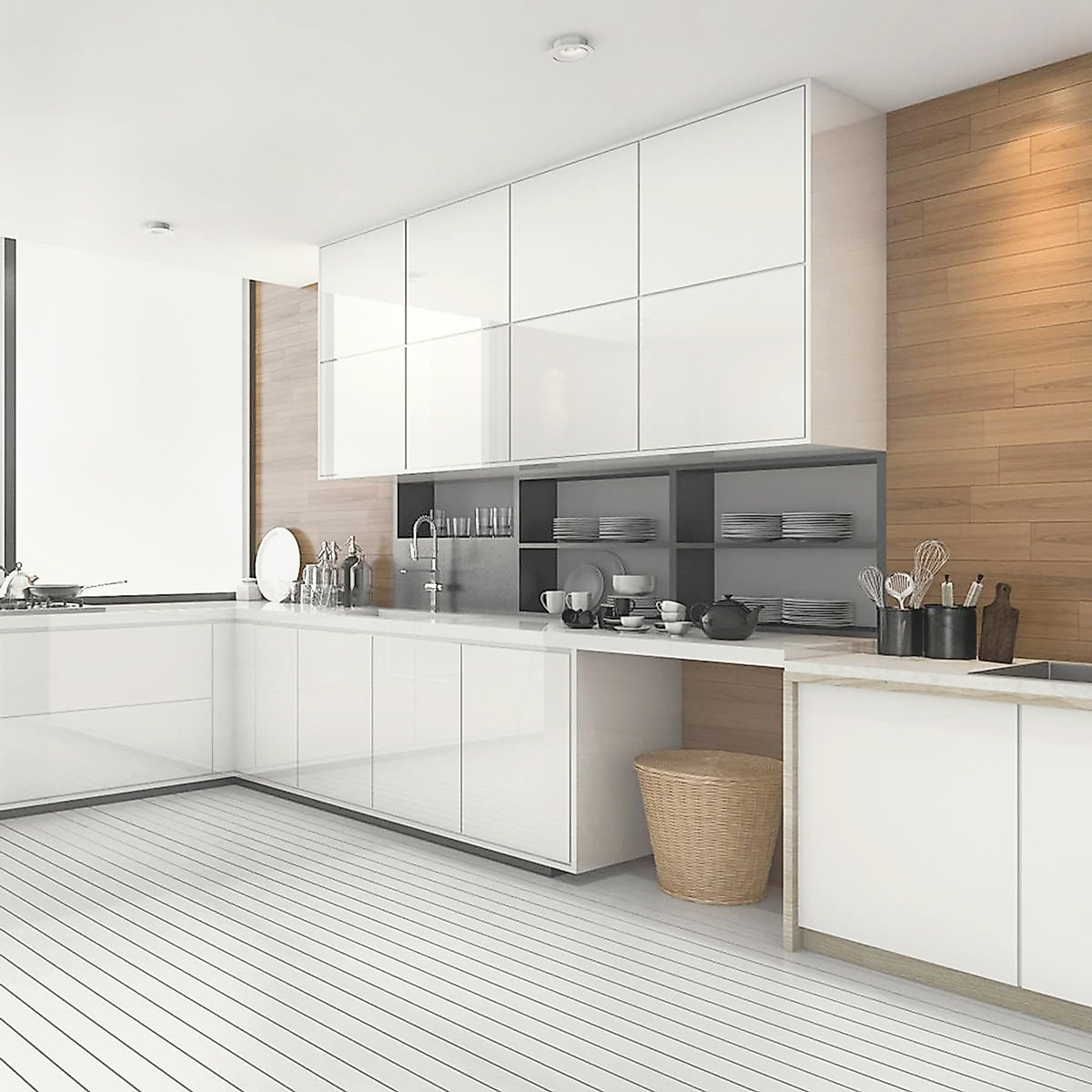 ORBIDO Wallpaper Peel and Stick Countertops （15.7"x196"） Glossy Countertop Contact Paper Peel and Stick Wallpaper for Bedroom Kitchen Countertop Cabinet Wardrobe Self-Adhesive Removable Wall Paper