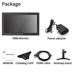 WIMAXIT 8 Inch HDMI VGA Security Monitor 95% sRGB 690nit Display with VESA Mount for CCTV DVR Office & Home Camera System Surveillance,Game Console,Raspberry Pi,Laptop