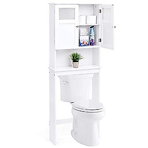 Best Choice Products Wooden Over-The-Toilet Space Saving Cabinet Shelf Tower Rack for Linens, Toiletry, White