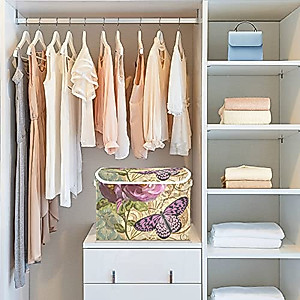 innewgogo Vintage Flowers Butterfly Storage Bins with Lids for Organizing Cube Cubby with Handles Oxford Cloth Storage Cube Box for Toys