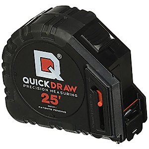 QUICKDRAW DIY Self Marking 25' Foot Tape Measure - 1st Measuring Tape with a Built in Pencil - Best Steel Tape - Power Locking Tape Ruler