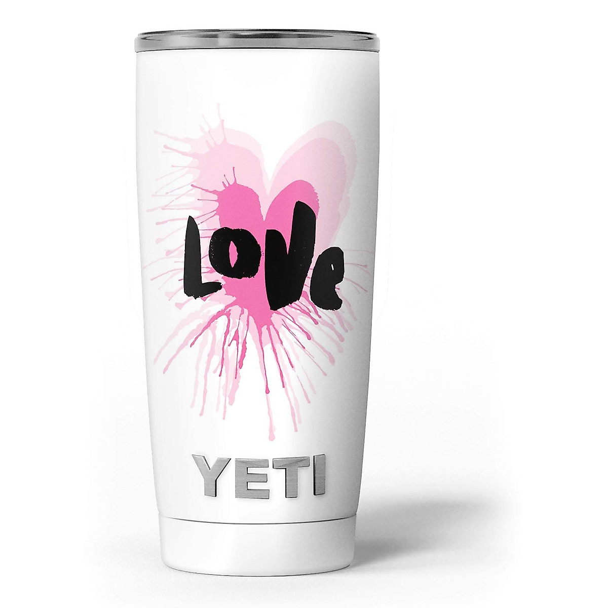 Design Skinz Splattered Pink Love - Skin Decal Vinyl Wrap Kit Compatible with The Yeti Rambler Cooler Tumbler Cups