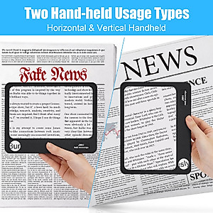 JMH Magnifying Glass for Reading, 5X Handheld Large and Lightweight Full Page Magnifier for Seniors Low Vision Reading, Inspection, Exploring