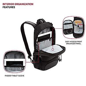 SwissGear 3598 Backpack Narrow Daypack, Black, 18-Inch