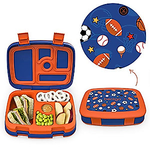 Bentgo Prints Insulated Lunch Bag Set With Kids Bento-Style Lunch Box (Sports)