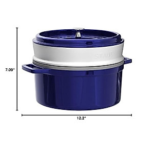 Staub Cocotte with Steamer Round 26cm Dark Blue