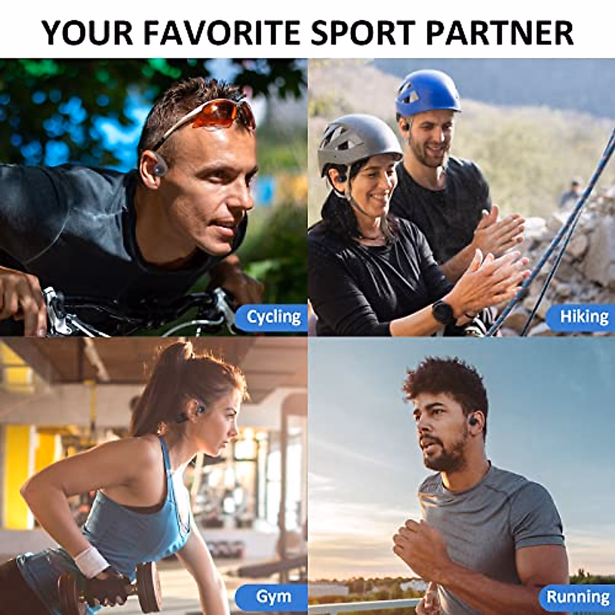 Rakklor Bone Conduction Headphones - Open-Ear Wireless Bluetooth Sport Headphones with Built-in Mic, 20Hr Playtime Waterproof Earphones for Workouts Cycling Running Gym Hiking