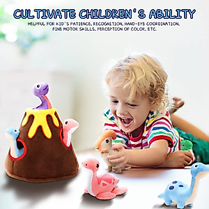 Threan Dinosaur Volcano House with 9 Plush Dinosaurs Stuffed Animals, Dinosaur Plush Gifts Toys for Kids Boys Girls