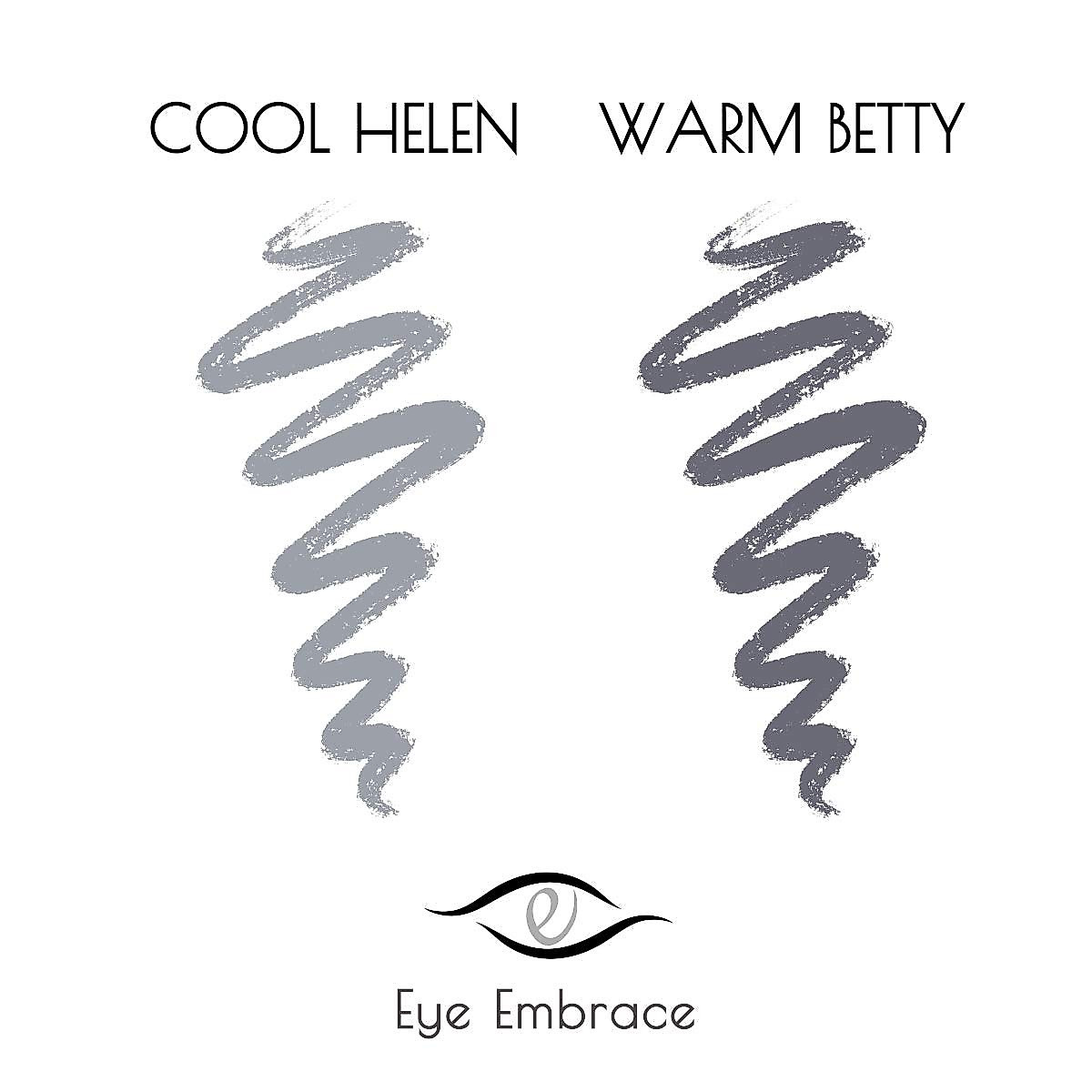 Eye Embrace Light Gray Eyebrow Pencils: Warm Betty & Cool Helen 2 Pack Bundle - Waterproof, Double-Ended Automatic Angled Tip & Spoolie Brush, Cruelty-Free