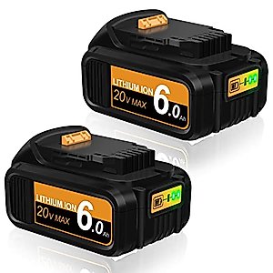 FEOTDN 2Pack 6.0Ah 20 Volt Lithium Replacement Battery for Dewalt 20V Battery DCB206 DCB200 DCB204 DCB203 DCB207 DCB207, with LED Indicator