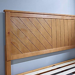 MUSEHOMEINC Solid Wood Platform Bed with Headboard for Bedroom,Wood Slat Support & No Box Spring Needed, Unique Style Design,Queen