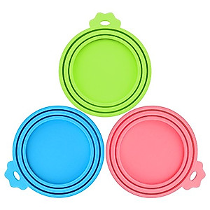 COMTIM Pet Food Can Covers 3 Pack Silicone Can Lids Caps for Dog Cat Wet Food,Universal Size Fit Most Standard Size Canned Dog and Cat Food