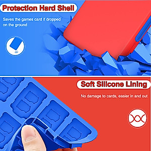 CYKOARMOR Switch Game Case for Nintendo Switch/OLED/Lite, Switch Game Holder with 36 Games Storage and 72 Memory Cartridge Slots, Portable Switch Game Card Case with Magnetic Closure, Red Blue