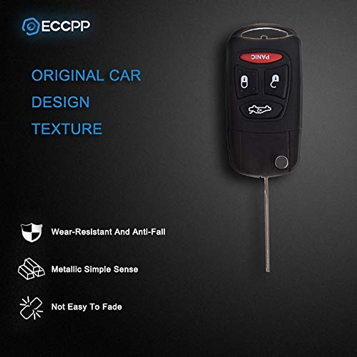 ECCPP Replacement fit for 4 Buttons Uncut Keyless Entry Remote Control Car Key Fob Shell Case 08-12 Cruiser for Jeep for Patriot for Dodge for Caliber Series 5183349c (Pack of 1)