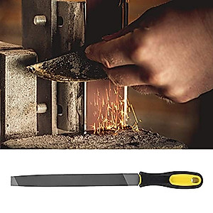 Kafuty-1 8in Flat Mill File, Smooth Blade with Ergonomic Handle, T12 carbon tool steel Edge Metal File Sharpening for Drills and All Edge, Lawn Mower Blade, Garden Shears, Chisels, etc