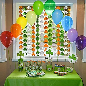 LOLStar 2 Pack St Patricks Day Foil Fringe Curtains St. Patrick's Day Party Decorations 3.3x6.6 ft Shamrock Green White Orange Tinsel Curtain Photo Booth Prop Streamers Backdrop for Irish Party Decor
