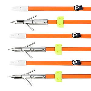 AMEYXGS 6/12pcs Archery Fiberglass Bowfishing Arrow Bow Fishing Arrows with Broadheads and Safty Slides for Compound and Bow Recurve Bow Fishing Hunting (6 PCS)